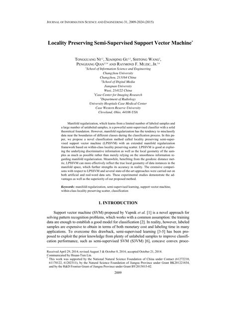 pdf locality preserving semi supervised support vector machine