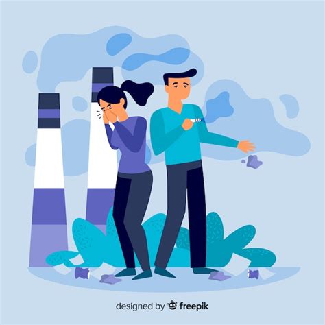 Personas Viviendo En Una Ciudad Llena De Contaminaci N Vector Premium