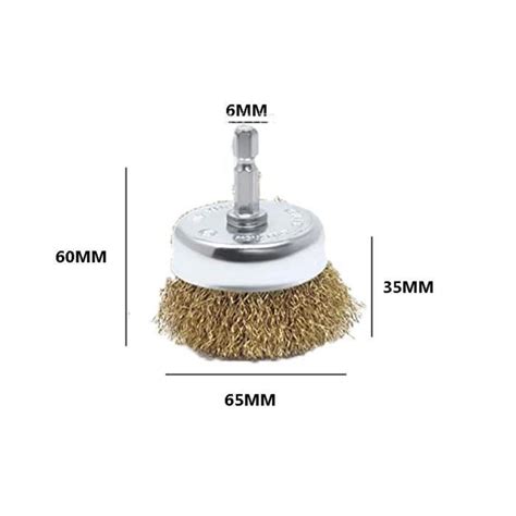 65mm B Brosse métallique en acier roues plaquées en laiton perceuse