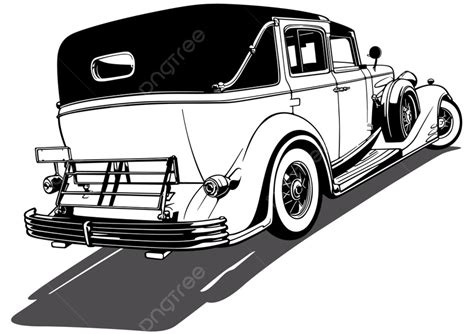 Zeichnung Eines Er Cadillac V Oldtimer Schwarz Wei Illustration