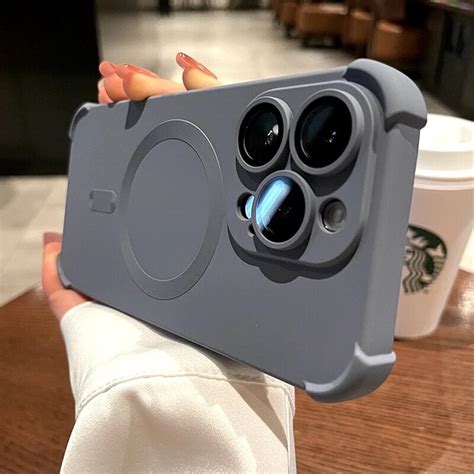 Capa De Carga Sem Fio Magsafe Para IPhone Silicone L Quido Macio Capa