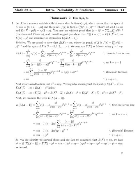 ma3215 hw2 soln pdf pdf mathematical analysis statistics