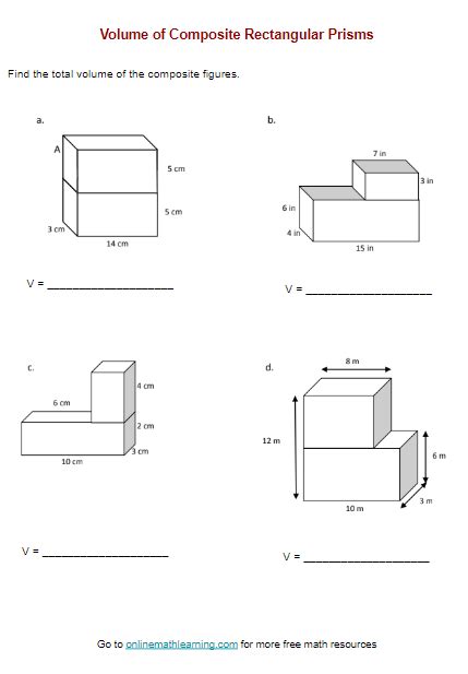 Volume Of Rectangular Prisms And Cubes Math Worksheets Off