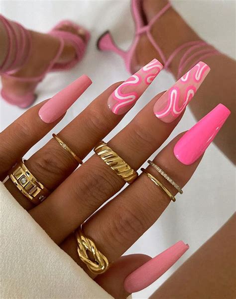 Rock Your Style With Trendy Nail Designs Acrylic Pink Swirl Nails