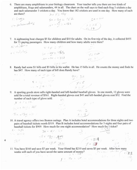 50 linear word problem worksheet