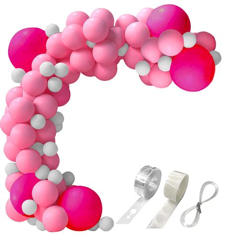 Balloons 100 Pcs White Balloons Pink Balloons And Hot Pink Balloons