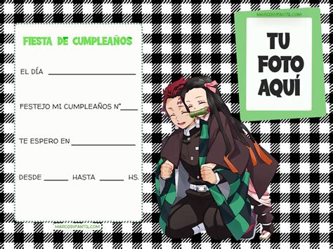 Demon Slayer Invitaciones Para Editar Con Foto Marcos Infantiles