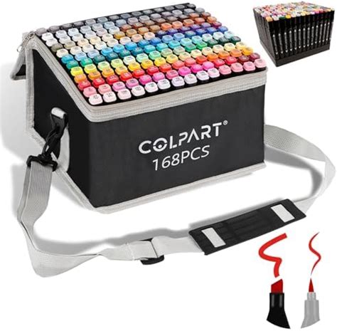 Colpart Dual Tip Marker Pens For Drawing 168 Color Permanent Art Maker