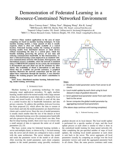 pdf demonstration of federated learning in a resource constrained networked environment