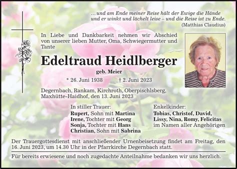 Traueranzeige Familienanzeigen Todesanzeigen Idowa Markt