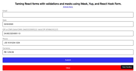 Taming React Forms With Validations And Masks Using Imask Yup And