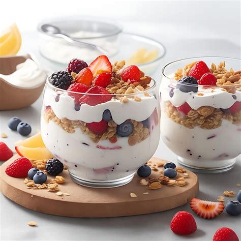 Parfait De Iogurte Frutas E Granola Foto Premium