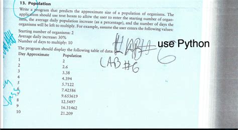 Solved 13 Population Write A Program That Predicts The Chegg