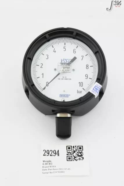 29294 MANOMÈTRE WIKA Tube Bourdon Xsel 0 10 Bar 232 34 45 EUR 168
