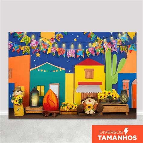 Fundo Fotográfico Festa Junina Casinhas Em Tecido FJN 169 Shopee Brasil
