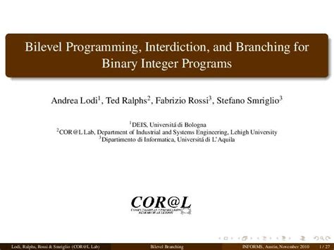 pdf bilevel programming interdiction and branching for binary … ~ted