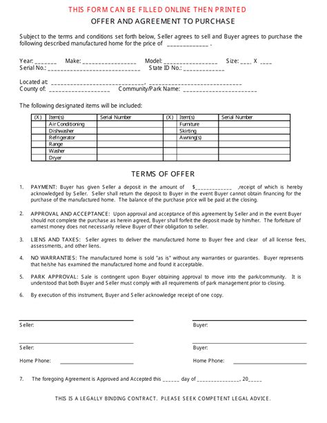 Offer And Agreement To Purchase Template Fill Out Sign Online And