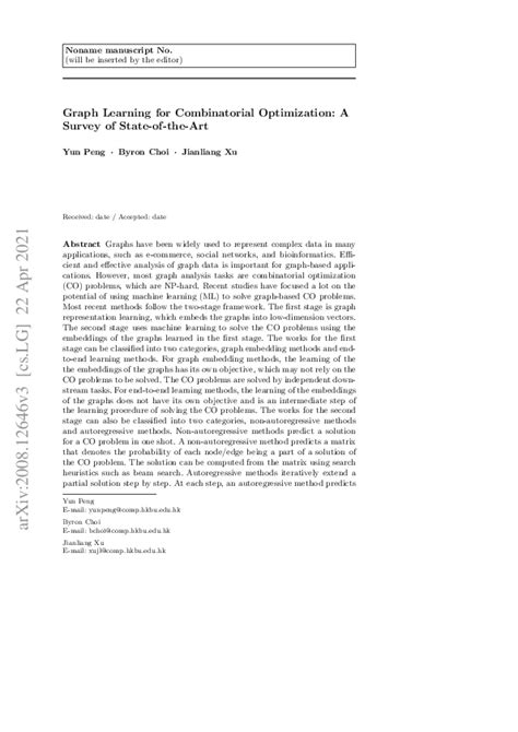 pdf graph embedding for combinatorial optimization a survey byron choi