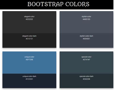 bootstrap dark theme each color might be exposed in various tones varying from bright to dark