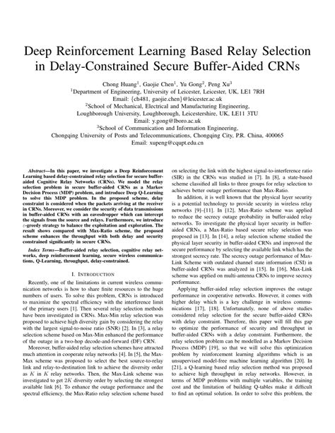 pdf deep reinforcement learning based relay selection in delay constrained secure buffer aided