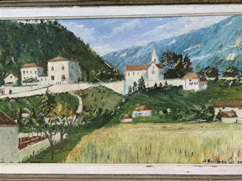 TABLEAU PEINTURE A Lhuile Paysage Chalet Village Montagne Alpes Savoie