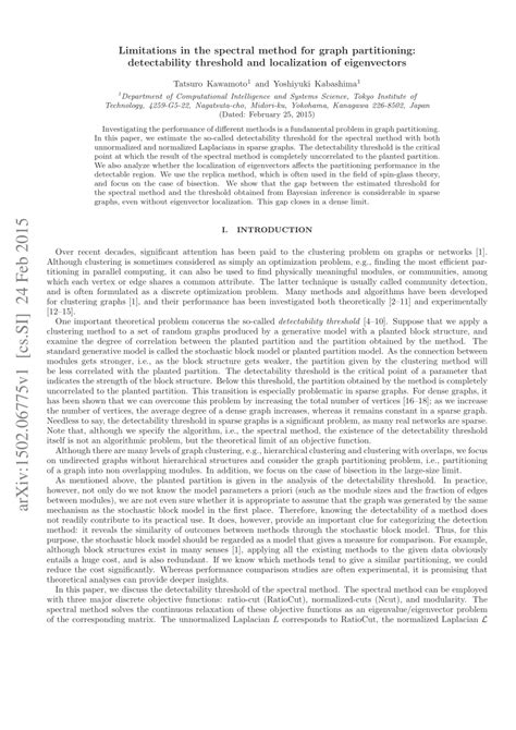 pdf limitations in the spectral method for graph partitioning detectability threshold and