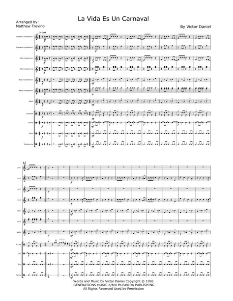 La Vida Es Un Carnaval Arr Matthew Trevino Sheet Music Victor