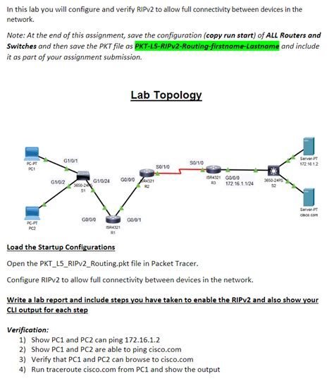 Solved In This Lab You Will Configure And Verify RIPv2 To Chegg