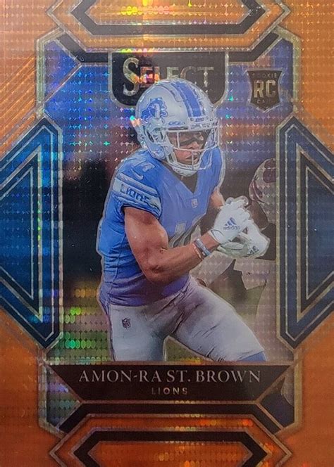 Amon Ra St Brown 2021 Select 273 Club Level Neon Orange Pulsar 7 PSA