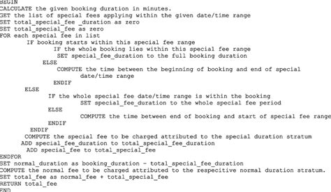 pseudocode representation of the fee quotation generation algorithm download scientific diagram