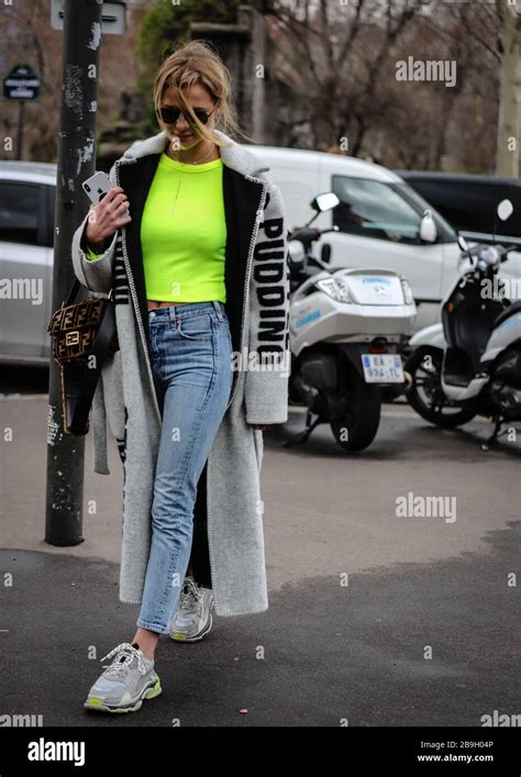 PARIS France March 1 2019 Ines Mannei On The Street In Paris Stock