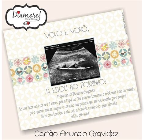 Arte Cartão Anuncio Gravidez 10cm x 15cm Anúncio de gravidez
