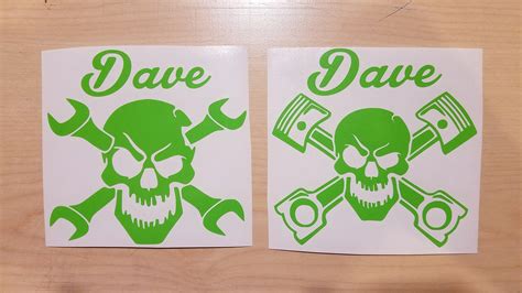 2 Packskull With Wrenches Or Skull With Pistons Mechanic Etsy