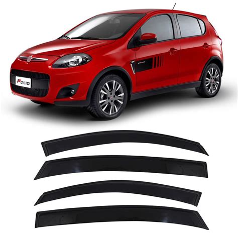 Calha de Chuva Defletor Fiat Palio 2012 a 2017 4 Portas Acrílico Preto
