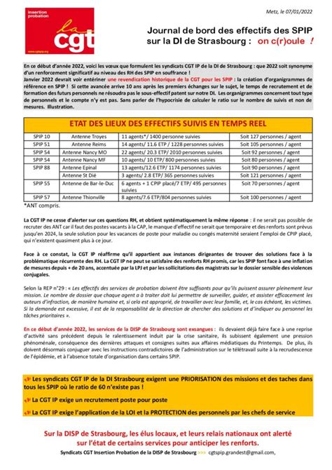 Journal De Bord Des Effectifs Des SPIP Sur La DI De Strasbourg On C R