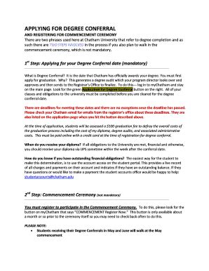 Fillable Online APPLYING FOR DEGREE CONFERRAL Fax Email Print PdfFiller