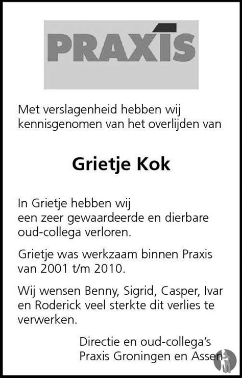 Grietje Jantje Kok Riemsma 18 05 2011 Overlijdensbericht En