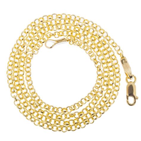 14K Solid Yellow Gold Rolo Solid Chain CultureTaste
