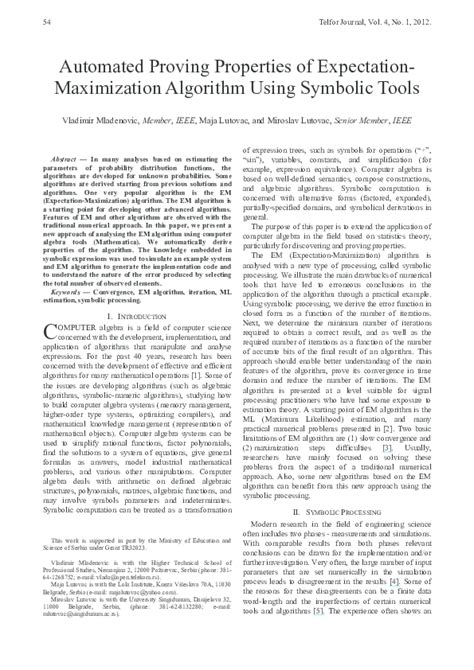 pdf automated proving properties of expectation maximization algorithm using symbolic tools
