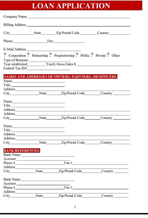 Loan Application Form Templates Free Report Templates