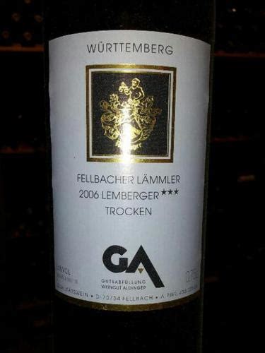 Aldinger Fellbacher Lämmler Lemberger Trocken Vivino US