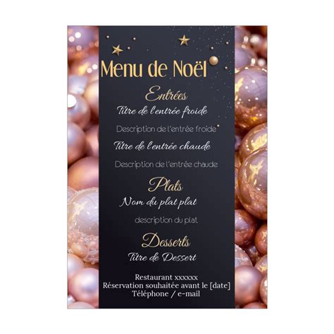 Menu Restaurant Repas Noel Noir Etoile à imprimer carte 3509