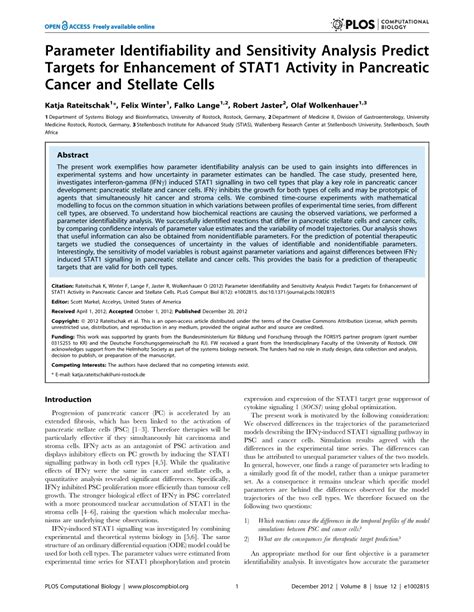 pdf parameter identifiability and sensitivity analysis predict targets for enhancement of