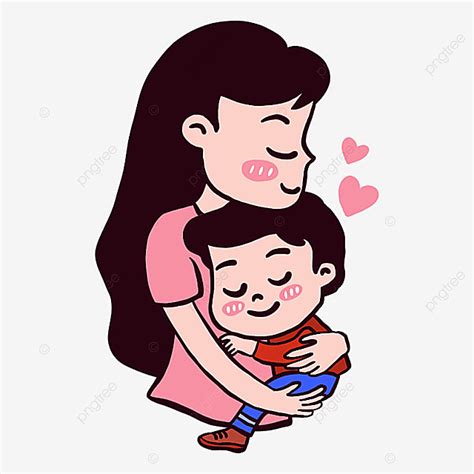 Madre D A Dibujos Animados Ilustraci N Mother Hugging Her Daughter A