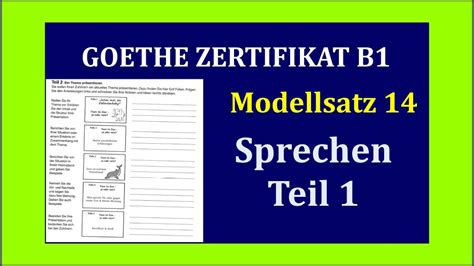 Goethe Zertifikat B1 Modellsatz 14 Sprechen Teil 1 German Speaking