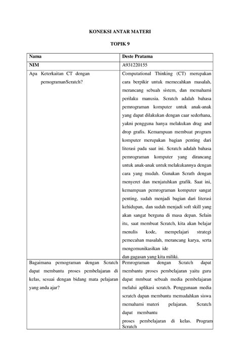 CT Koneksi Antar Materi Topik 9 KONEKSI ANTAR MATERI TOPIK 9 Nama