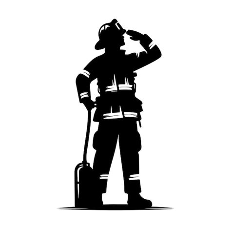 Vector Firefighters Pose Silhouette Vector Illustration Premium AI