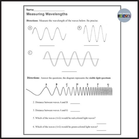 Light Energy Parts Of A Wave Diagram And Worksheet Made By Teachers