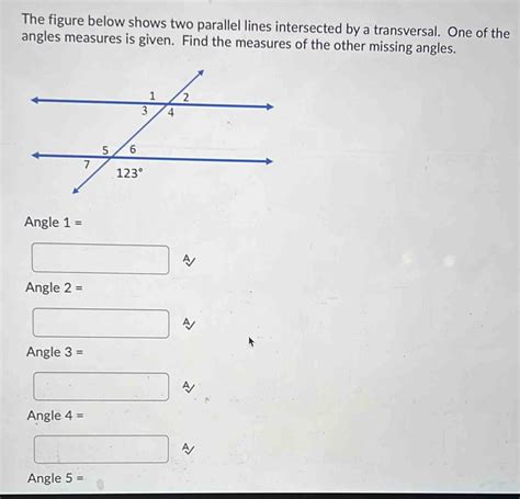 solved the figure below shows two parallel lines intersected by a transversal one of the