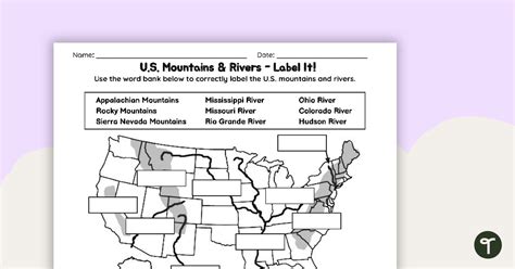 Map Of The Us Mountains And Rivers Denna Charmain